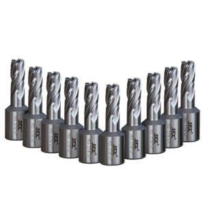 lyxc m2al hss annular cutter set 10pcs 3/4'' weldon shank 1'' cutting depth 7/16" cutting diameter for mag drill press