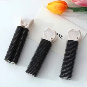 3pcs natural fluffy hair clip, lazy diy styling curling tools, hair roots self-grip hair clips(black)