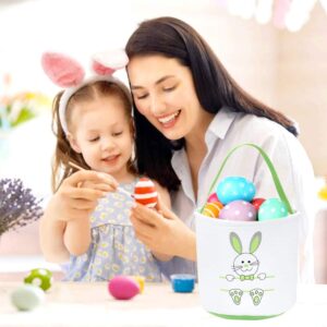 Easter Bunny Basket Bags Rabbit Canvas Toys Bucket Tote Storage Gifts Candies Handbag for Kids