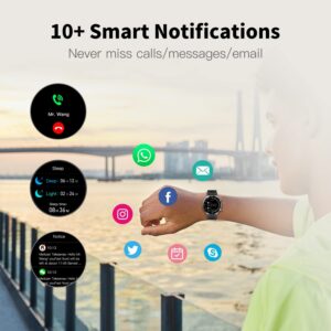 Kumi Smartwatch for Android Phones and iOS, IP68 Waterproof Smart Watches with 24/7 Heart Rate, Blood Oxygen, Fitness Tracker with Sleep Monitor Black