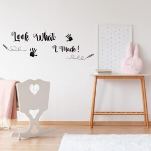 pligreat look what i made quotes wall stickers, removable vinyl peel and stick wall decals for nursery playroom children bedroom wall decoration kindergarten classroom home indoor diy wall art decor