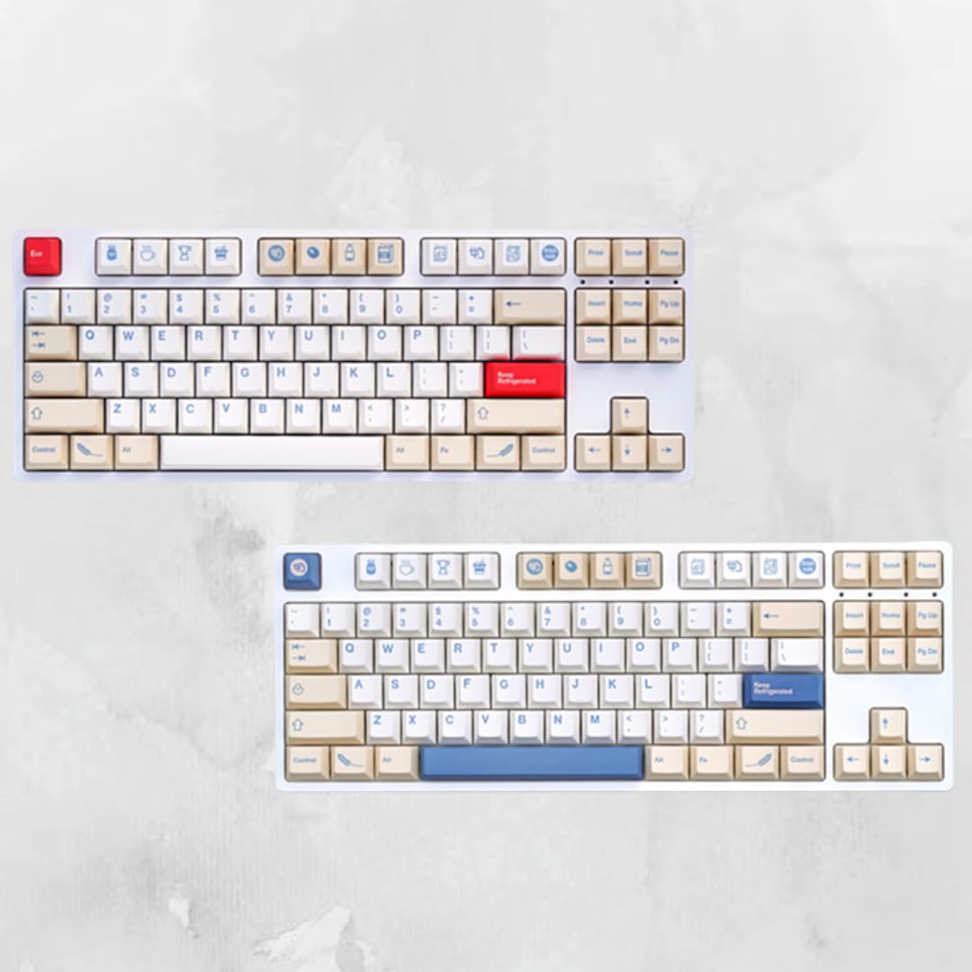 ZMX Soy Milk Custom Keycaps,136 Keys PBT Dye-Heat Sublimation Cherry Profile Personalized Keycaps Set for MX Switch Compatible with Mac Windows PC Mechanical Gaming Keyboard