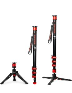 ifootage 71" carbon fiber monopod cobra 3 c180f, camera monopod lightweight for travel, professional video monopod with tripod base, max load 10kg