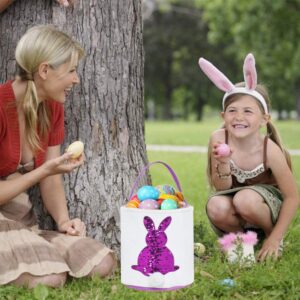 Easter Bunny Basket Bags Rabbit Canvas Toys Bucket Tote Storage Gifts Candies Handbag for Kids