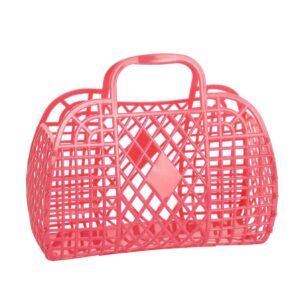 80's Retro Style Jelly Purse Retro Jelly Beach Bag Summer Child Bag Plastic Storage Basket Kids Baby Wedding Flower Girl Bachelorette Favors Boo Bags (020-coral)