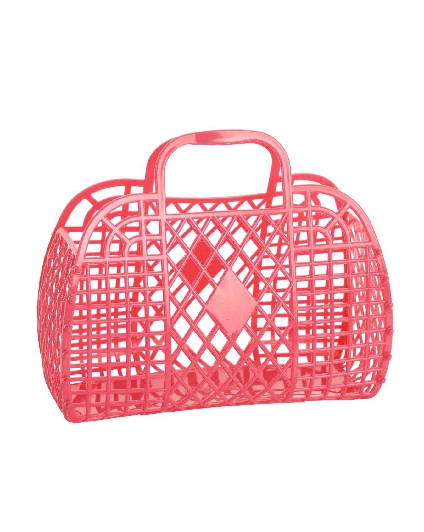 80's Retro Style Jelly Purse Retro Jelly Beach Bag Summer Child Bag Plastic Storage Basket Kids Baby Wedding Flower Girl Bachelorette Favors Boo Bags (020-coral)