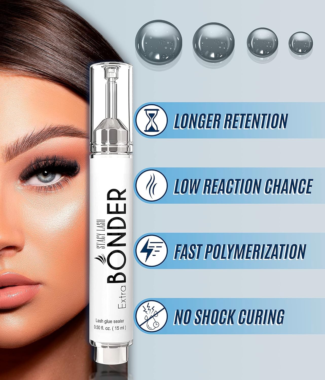 Lash Bonder for Eyelash Extensions by Stacy Lash /0.50fl.oz./15ml/Reduces Lash Extension Glue Fumes/Super Sealer/Lash Tech Supplies/Lash Primer Aid/Professional Use