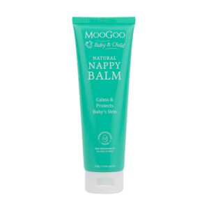 moogoo nappy balm - a naturally gentle diaper cream for sensitive baby skin - soothing cream with shea butter, zinc & jojoba oil - barrier cream to soothe & help prevent irritation