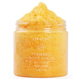 liyalan turmeric body scrub moisturizing and exfoliating body, face, hand, foot scrub,nourishes skin,deep cleansing 7.8oz