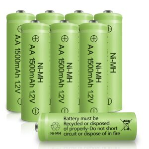 genyestar aa rechargeable batteries nimh 1.2v double a 1500mah high capacity solar battery low self discharge, pack of 8