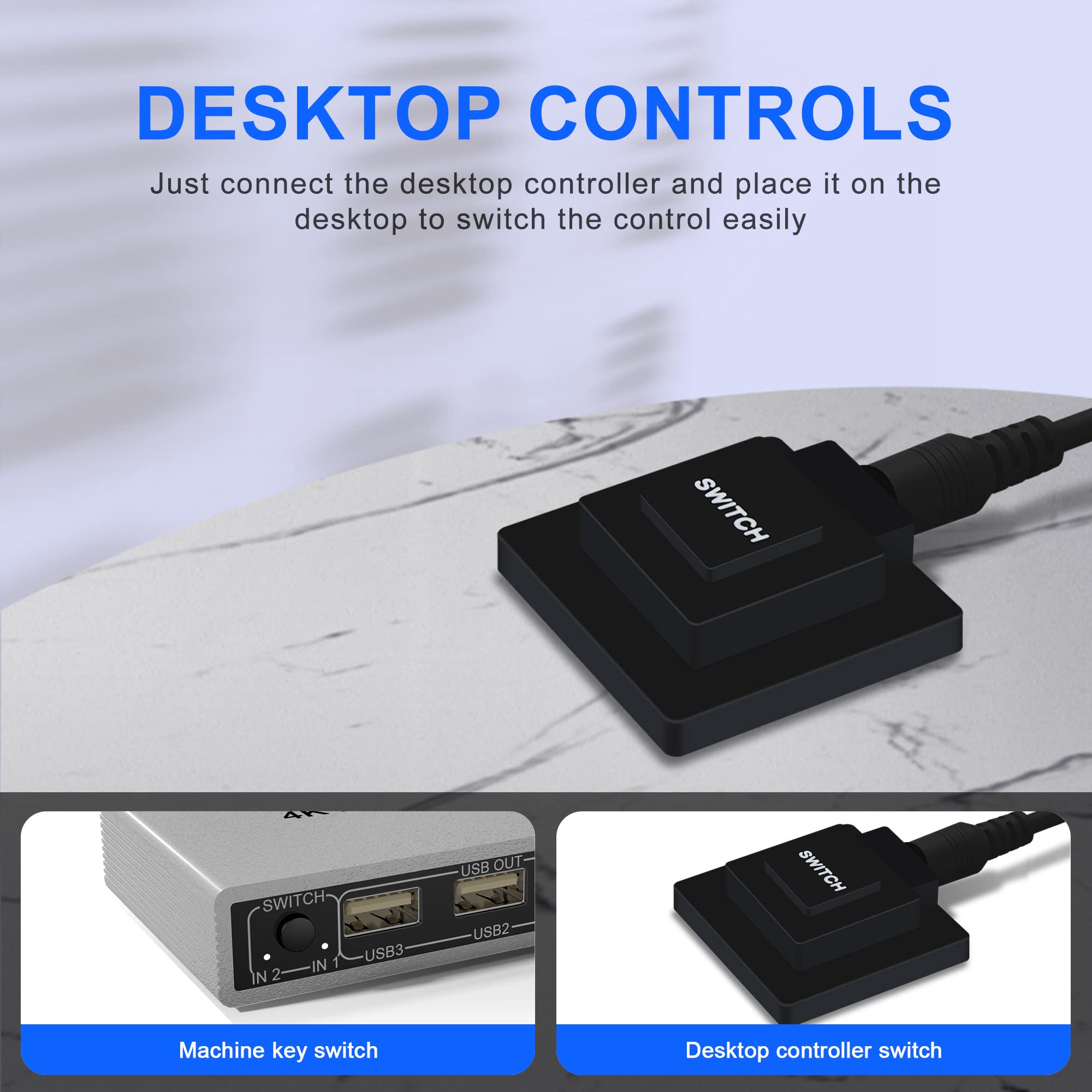 KVM Switch Dual Monitor DisplayPort 4K@60Hz Extended Display, DP 1.2 KVM Switch 2 in 2 Out with Audio Microphone Output and 3 USB 2.0 Hub, PC 2 Monitors Keyboard Mouse Switcher with 2 USB Cables