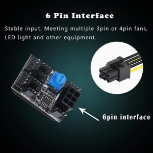 MEIRIYFA 3 Pin 4 Pin Fan Adapter PWM PC Chassis Cooling Fan Hub 8 Way Splitter DC12V Speed Controller with 6 Pin Power Port,Chassis Fan Pressure Regulating Governor