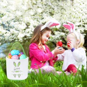 Easter Bunny Basket Bags Rabbit Canvas Toys Bucket Tote Storage Gifts Candies Handbag for Kids