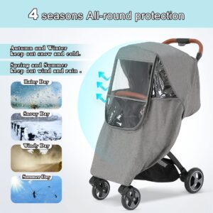 Ingborsa Stroller Rain Cover Universal Size Waterproof Windproof EVA The Weather Shield with Eye Screen