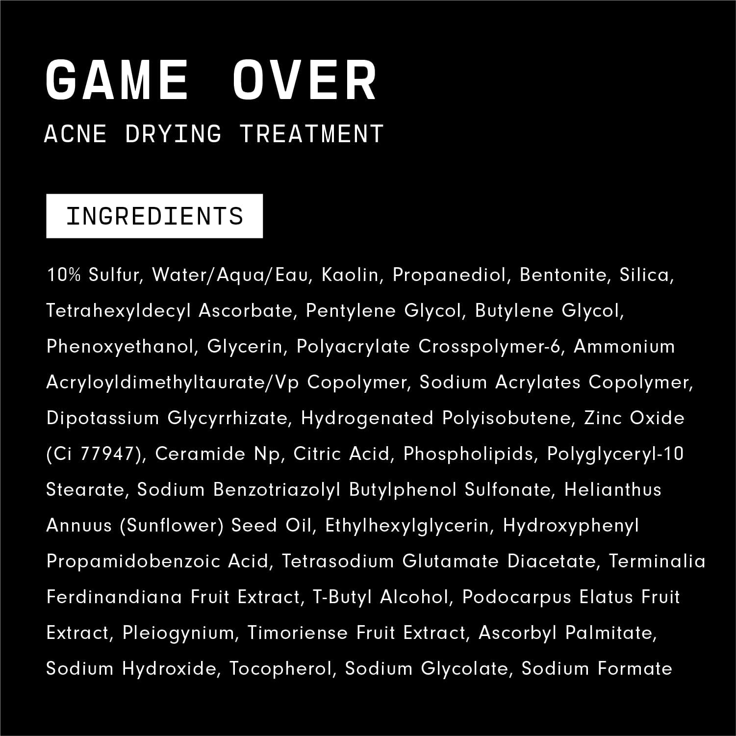 Versed Game Over Acne Drying Treatment - Sulfur, Bentonite and Kaolin Clay Absorb Excess Oil and Help Reduce Blemishes - Acne Treatment Cream to Exfoliate Without Stripping - Vegan (0.5 fl oz)