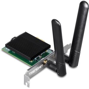 trendnet ax3000 wireless dual band & wifi 6 pcie adapter, bluetooth 5.2 class 2, 2401 mbps wireless ax, 600 mbps wireless n bands, windows 10, supports up to wpa3 wifi connectivity, black, tew-907ech