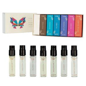 defineme mini perfume gift set, pack of 7 scents, natural perfume mists for women, petite discovery kit sampler