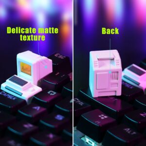 HONKID Esc Keycap for Mechanical Gaming Keyboard Switches, Custom Keycaps for Esc and Tab Key with Magnetic Light Macintosh Retro Style Design (White)