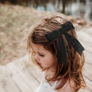 2PCS 5" Velvet Black Hair Bows Girls Hair Clips Ponytail Holder Accessories for Girls Toddlers