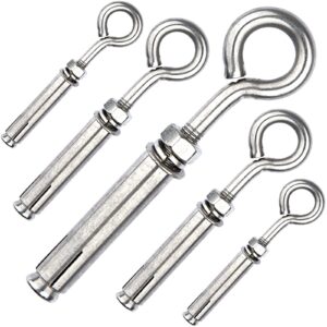 Shoulder Eye Bolts M10 Heavy Duty Shoulder Lag Eyebolts, Stainless Steel Expansion Screws Wall Concrete Anchors Fastener with Nut for Wall Ceiling Concrete Masonry, 10PCS