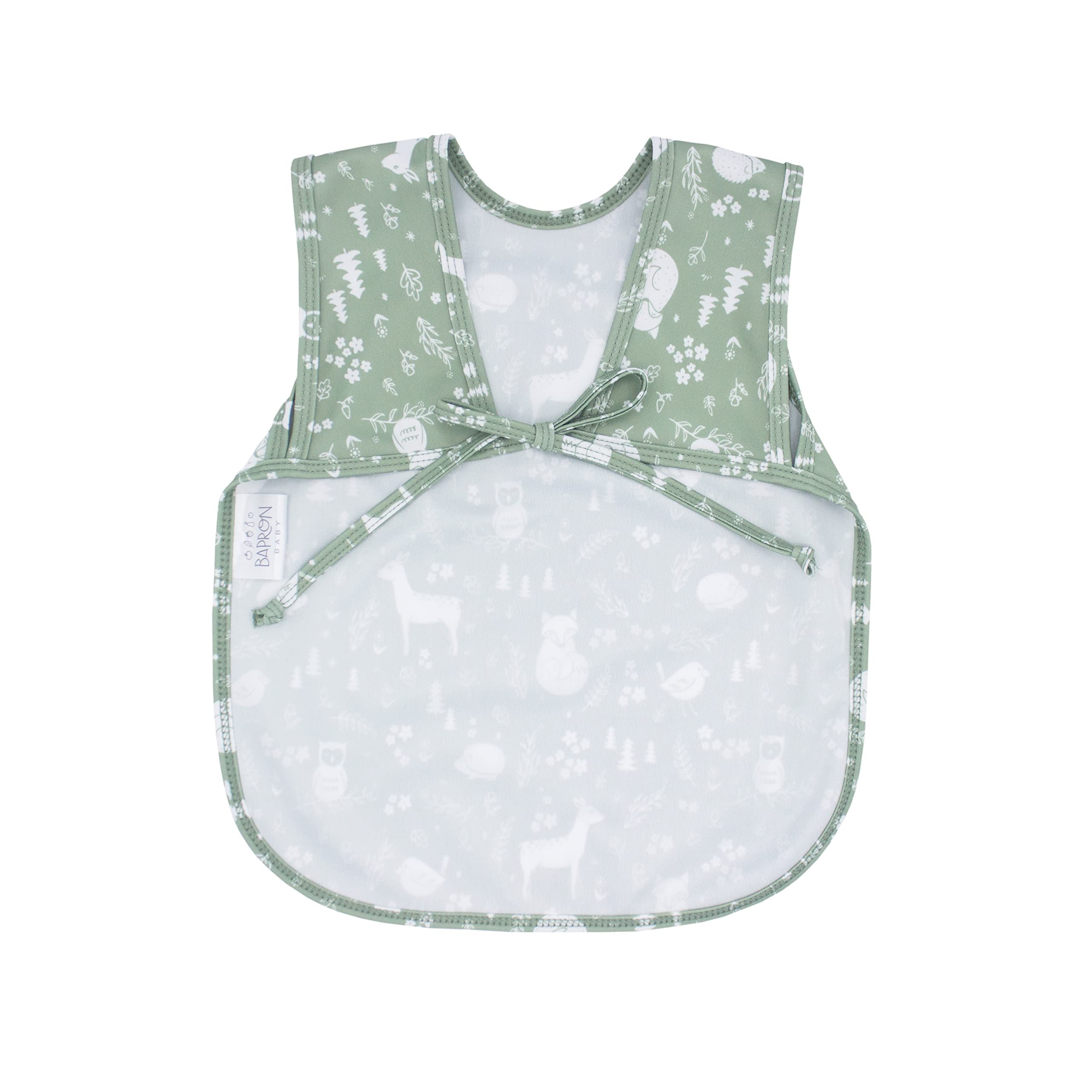 BapronBaby Forest Friends Bapron - No Neck Tie Safer Bib for Baby & Toddler - Soft Waterproof Stain Resistant - Machine Washable - Sz Preschool 3-5yrs