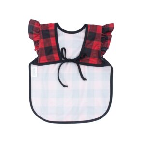 BapronBaby Flutter Red Buffalo Plaid Bapron - No Neck Tie Safer Bib for Baby & Toddler - Soft Waterproof Stain Resistant - Machine Washable - Sz Baby/Toddler 6m-3T