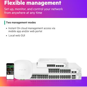 HPE Networking Instant On Switch Series 1830 48-Port Gb Smart-Managed Layer 2 Ethernet Switch | 48x 1G | 4X SFP | Fan-Less | US Cord (JL814A#ABA)