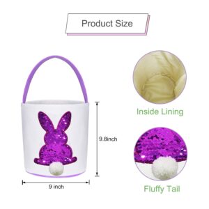 Easter Bunny Basket Bags Rabbit Canvas Toys Bucket Tote Storage Gifts Candies Handbag for Kids