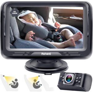 rohent baby car camera carseat: crystal night vision hd 1080p car seat camera backseat rear facing infant car baby monitor with camera 3 mins easy installation n06