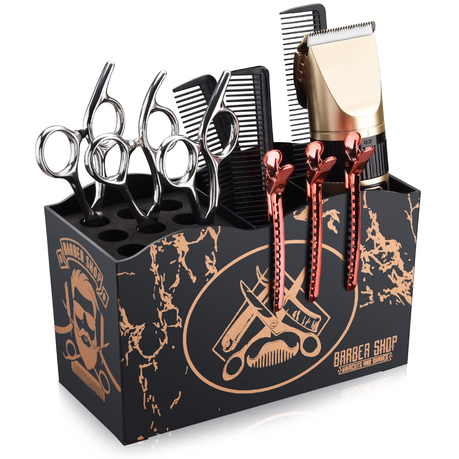 Noverlife Barber Scissors Holder Box, Professional Salon Hairdressing Scissors Rack Holder Storage Organizer for Hairstyling Combs Clips Brushes.