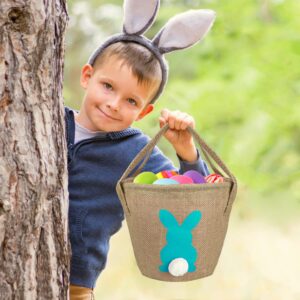 PARTYWIND Easter Baskets for Kids Egg Hunt, Small Easter Bunny Basket Bags for Kids Empty, Cute Easter Bags with Handle for Boys and Girls, Easter Party Supplies Favors (Blue)