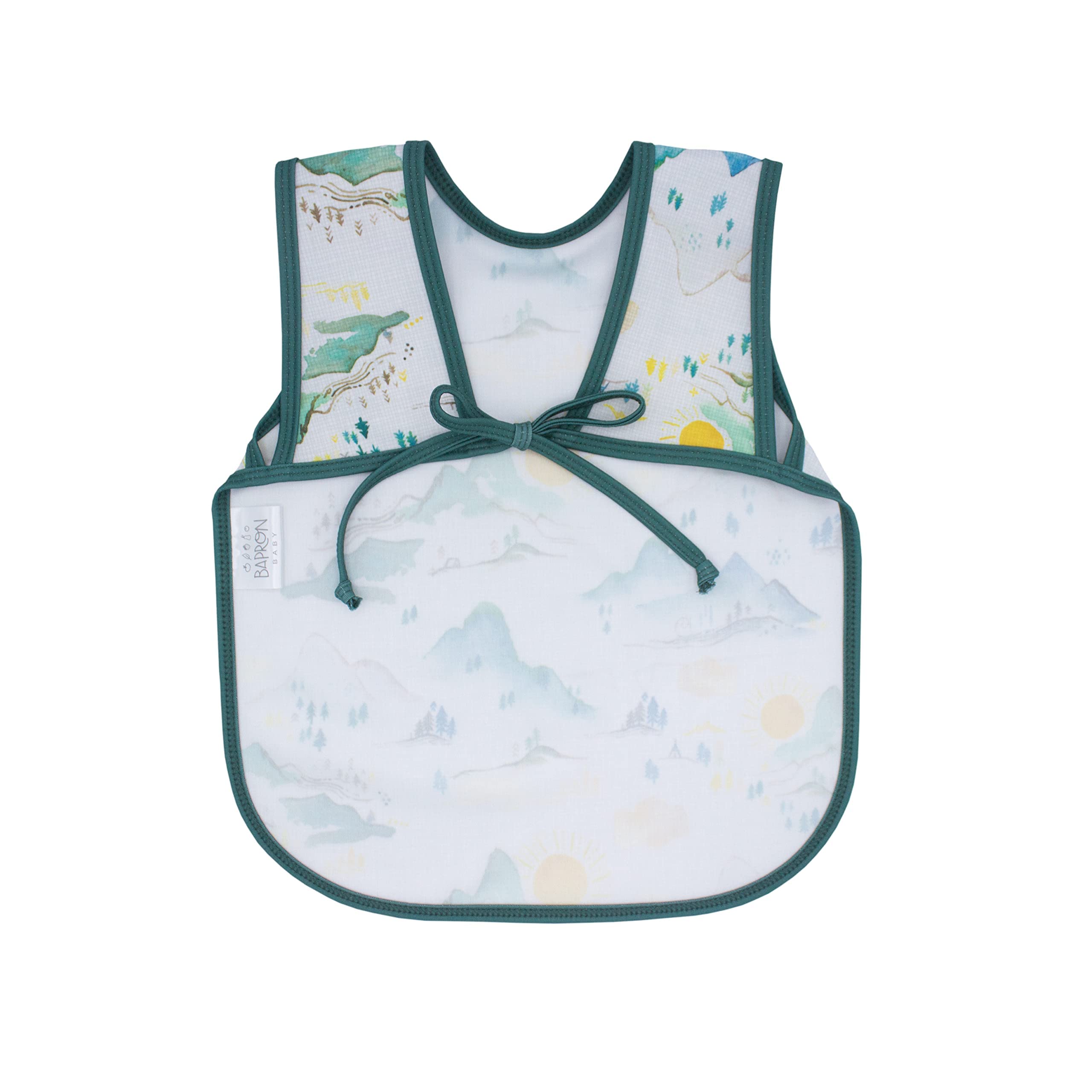 BapronBaby Mountain Mist Bapron - No Neck Tie Safer Bib for Baby & Toddler - Soft Waterproof Stain Resistant - Machine Washable - Sz Baby/Toddler 6m-3T