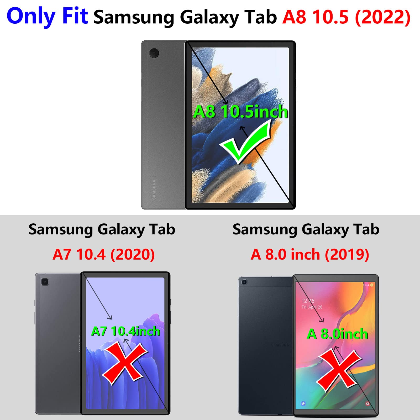 ZtotopCases Kids Case for Samsung Galaxy Tab A8 10.5 Inch(SM-X200/SM-X205/SM-X207),Shockproof Rugged Protective Cover with Handle Stand & Shoulder Strap for 10.5" Tablet A8 2022 for Kids Children,Blue