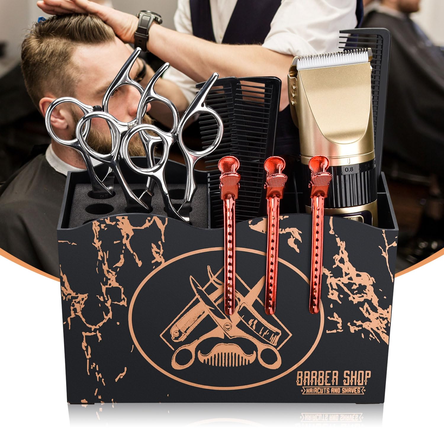 Noverlife Barber Scissors Holder Box, Professional Salon Hairdressing Scissors Rack Holder Storage Organizer for Hairstyling Combs Clips Brushes.