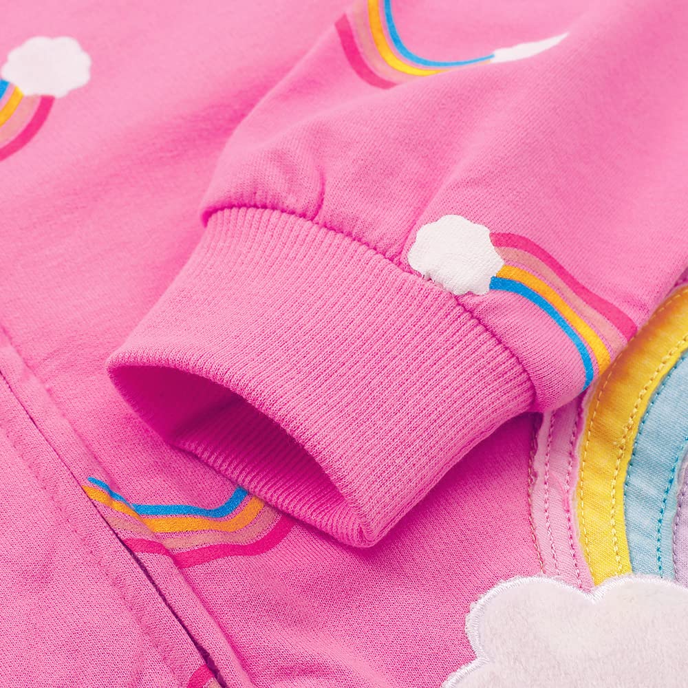 Popshion Baby Girls Unicorn Sweaters Zipper Rainbow Hooded Sweatshirt Toddler Christmas Coat Hoodies Outerwear Kids Winter Jacket 5t