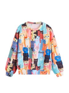 soly hux girl's cartoon letter print long sleeve pullover top sweatshirt cartoon graphic 11-12y