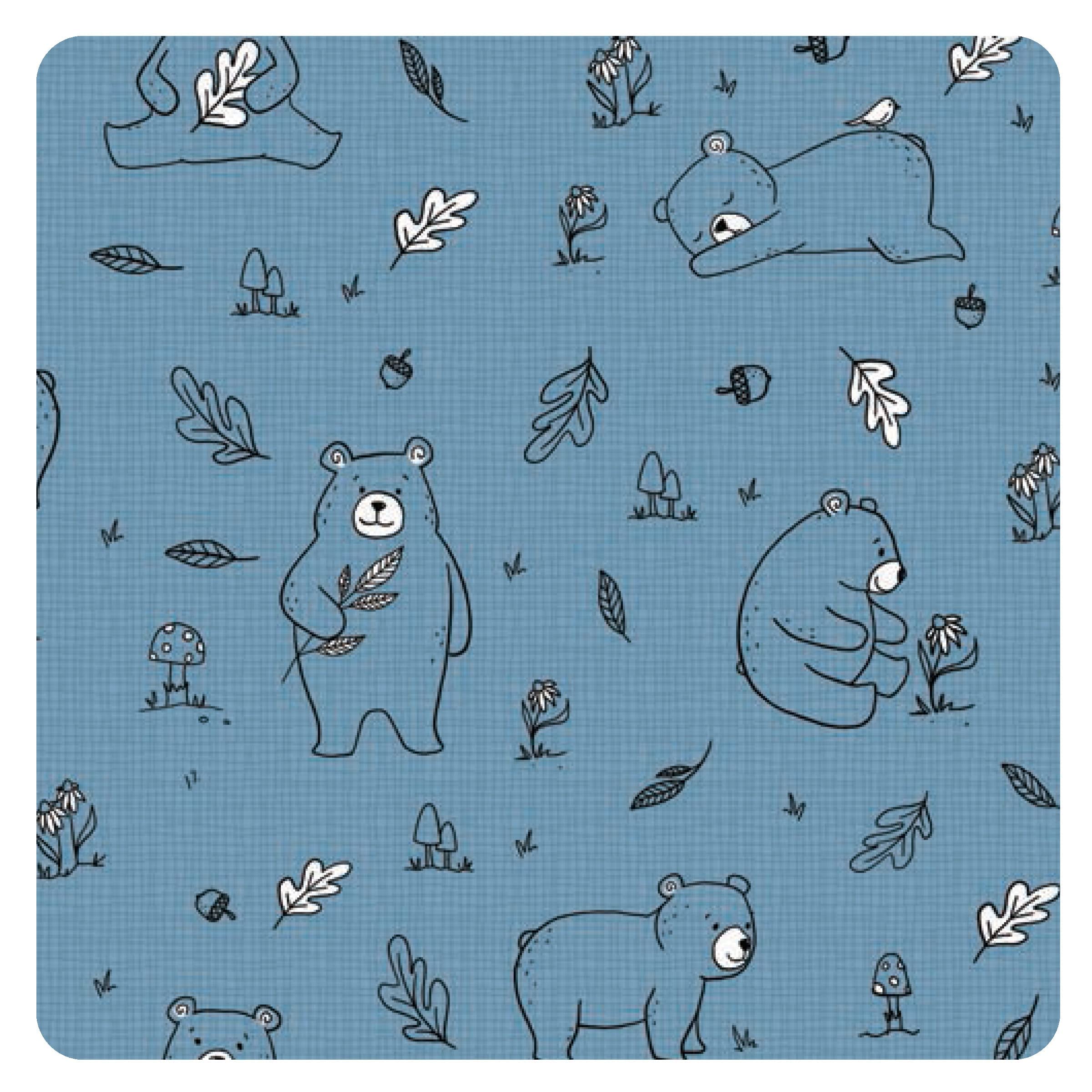 BapronBaby Bears in Blue Bapron - No Neck Tie Safer Bib for Baby & Toddler - Soft Waterproof Stain Resistant - Machine Washable - Sz Baby/Toddler 6m-3T