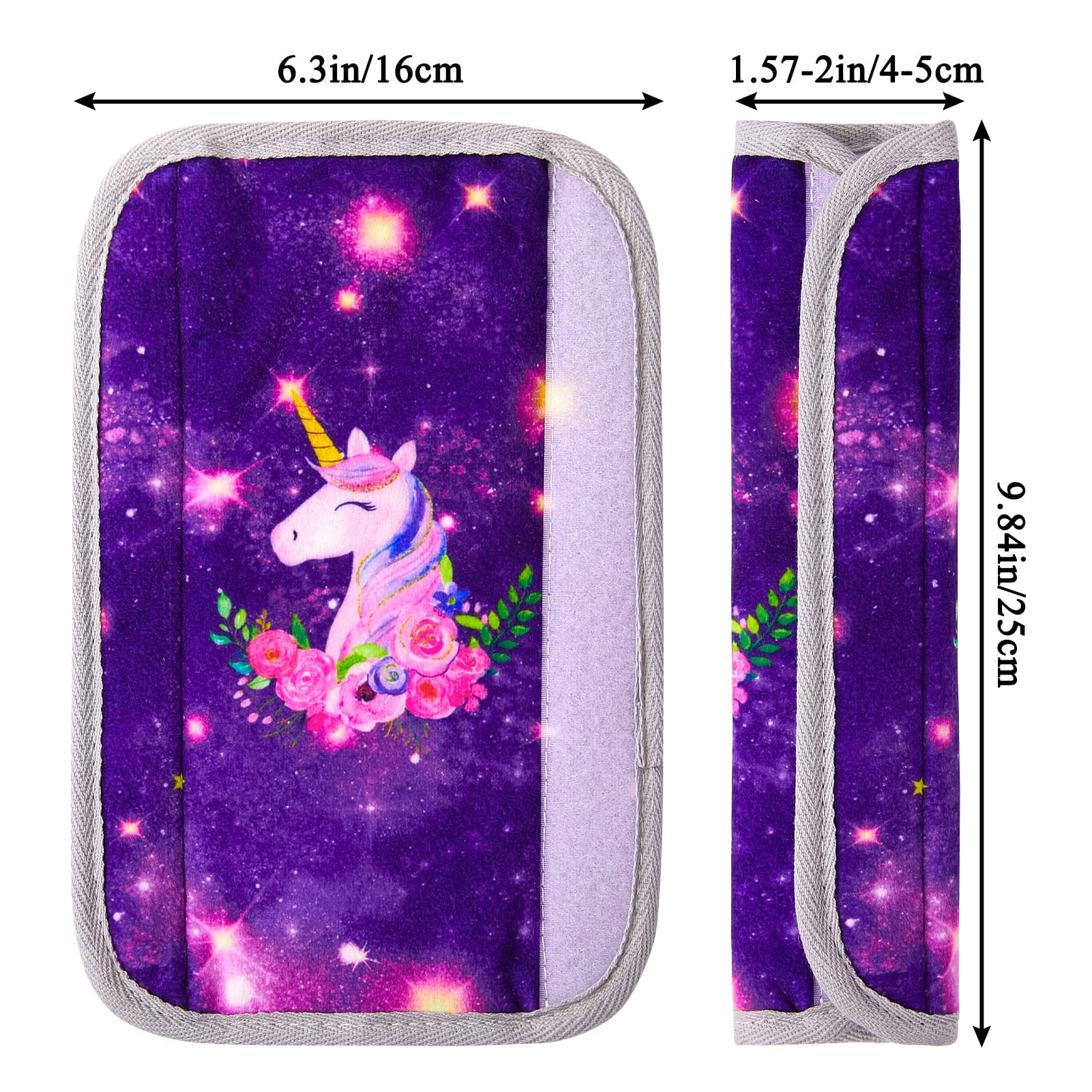 Bienbee Car Seat Belt Covers for Kids 2 Packs Seat Belt Cushion Unicorn Car seat Straps Covers Cute Seatbelt Shoulder Pads Neck Shoulder Support Seat Belt Pillow for Girls Boys Purple