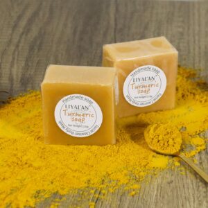 LIYALAN Turmeric Soap Bar(3.88 oz / 2 Bars) for Face & Body-Turmeric Soap,Smooth Skin,Cleansing Natural Handmade Soap Sensitive Skin Formula, Vegan Soap