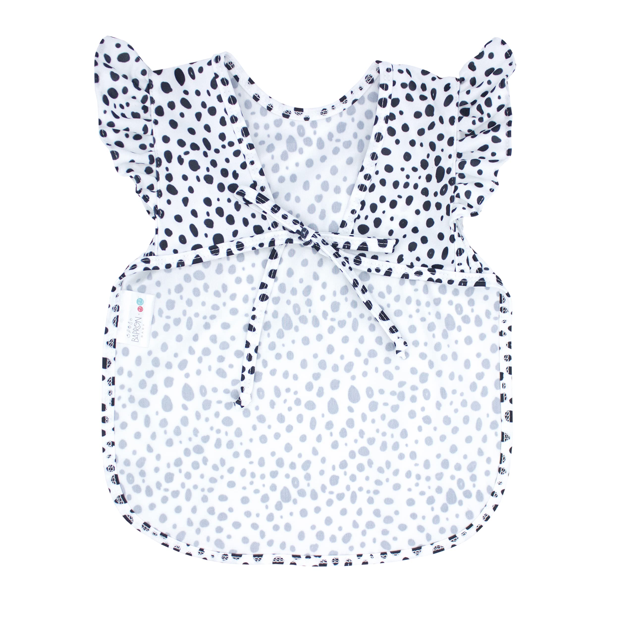 BapronBaby Flutter Organic Dot Bapron - No Neck Tie Safer Bib for Baby & Toddler - Soft Waterproof Stain Resistant - Machine Washable - Sz Preschool 3-5yrs