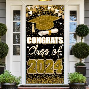 gold class of 2024 banner gold graduation party decorations class of 2024 door banner for indoor/outdoor high school congrats grad party supplies