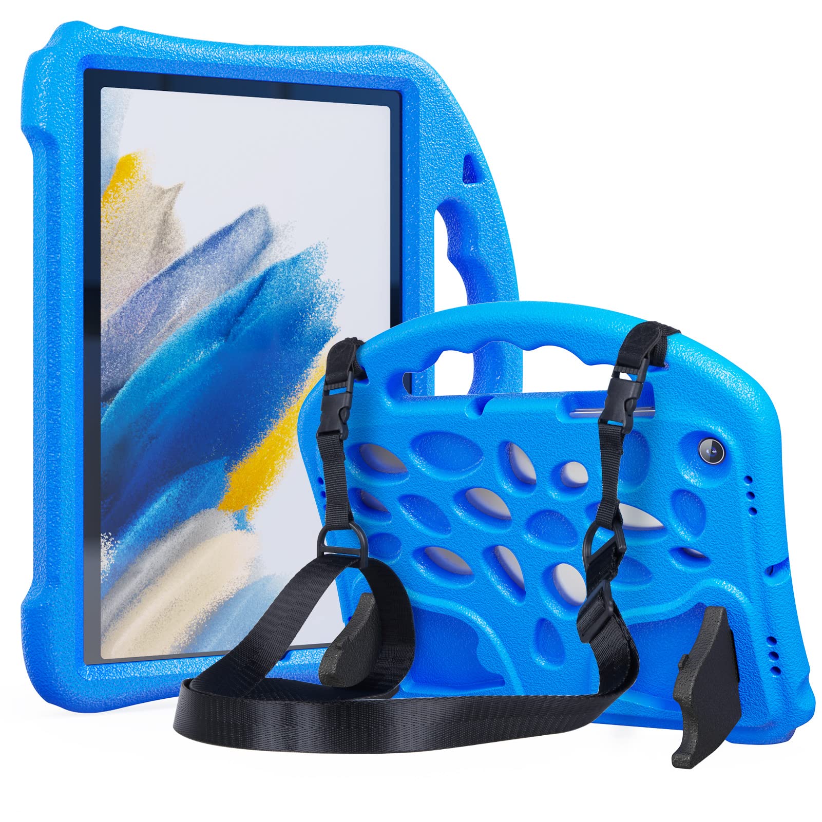 ZtotopCases Kids Case for Samsung Galaxy Tab A8 10.5 Inch(SM-X200/SM-X205/SM-X207),Shockproof Rugged Protective Cover with Handle Stand & Shoulder Strap for 10.5" Tablet A8 2022 for Kids Children,Blue