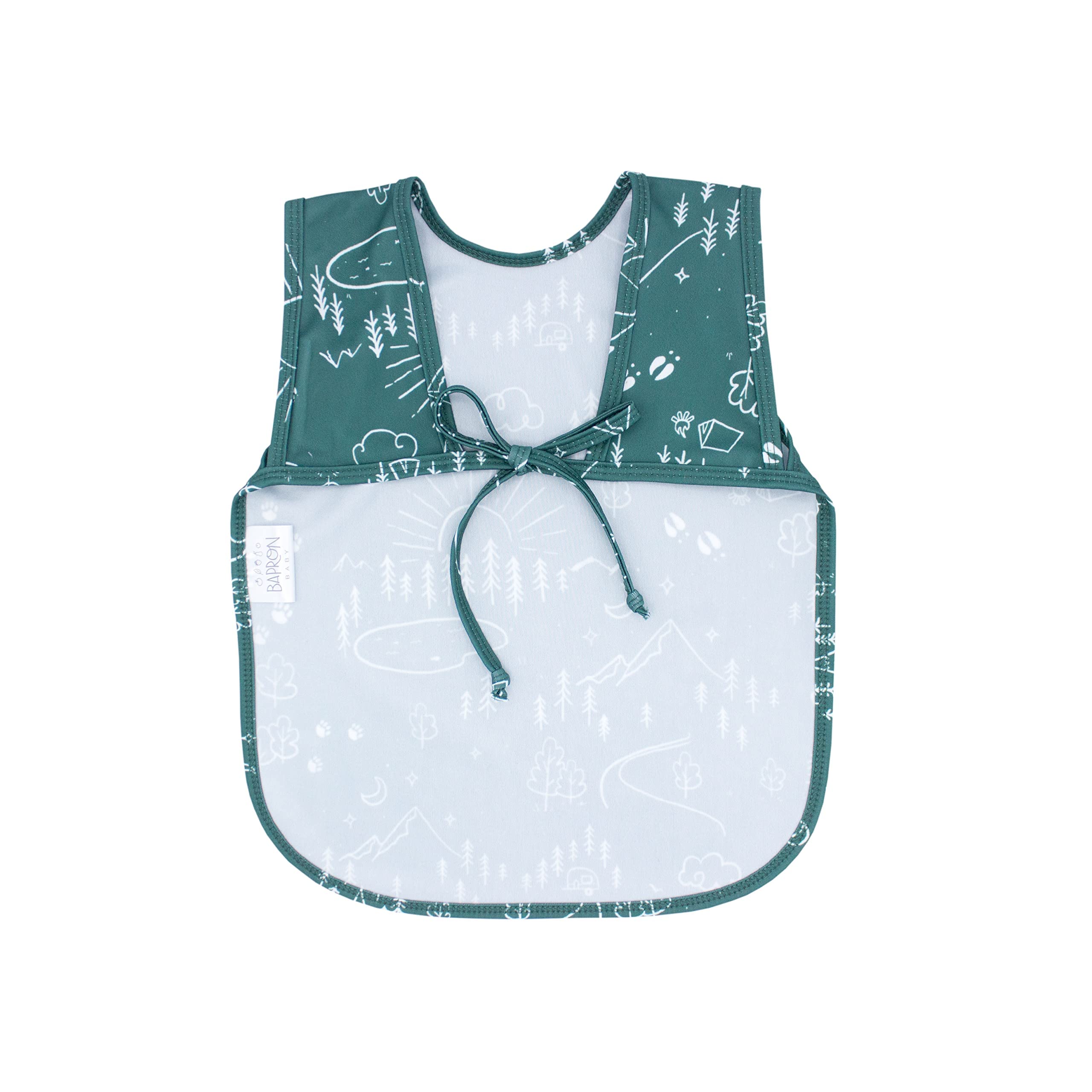 BapronBaby Pine Forest Bapron - No Neck Tie Safer Bib for Baby & Toddler - Soft Waterproof Stain Resistant - Machine Washable - Sz Preschool 3-5yrs