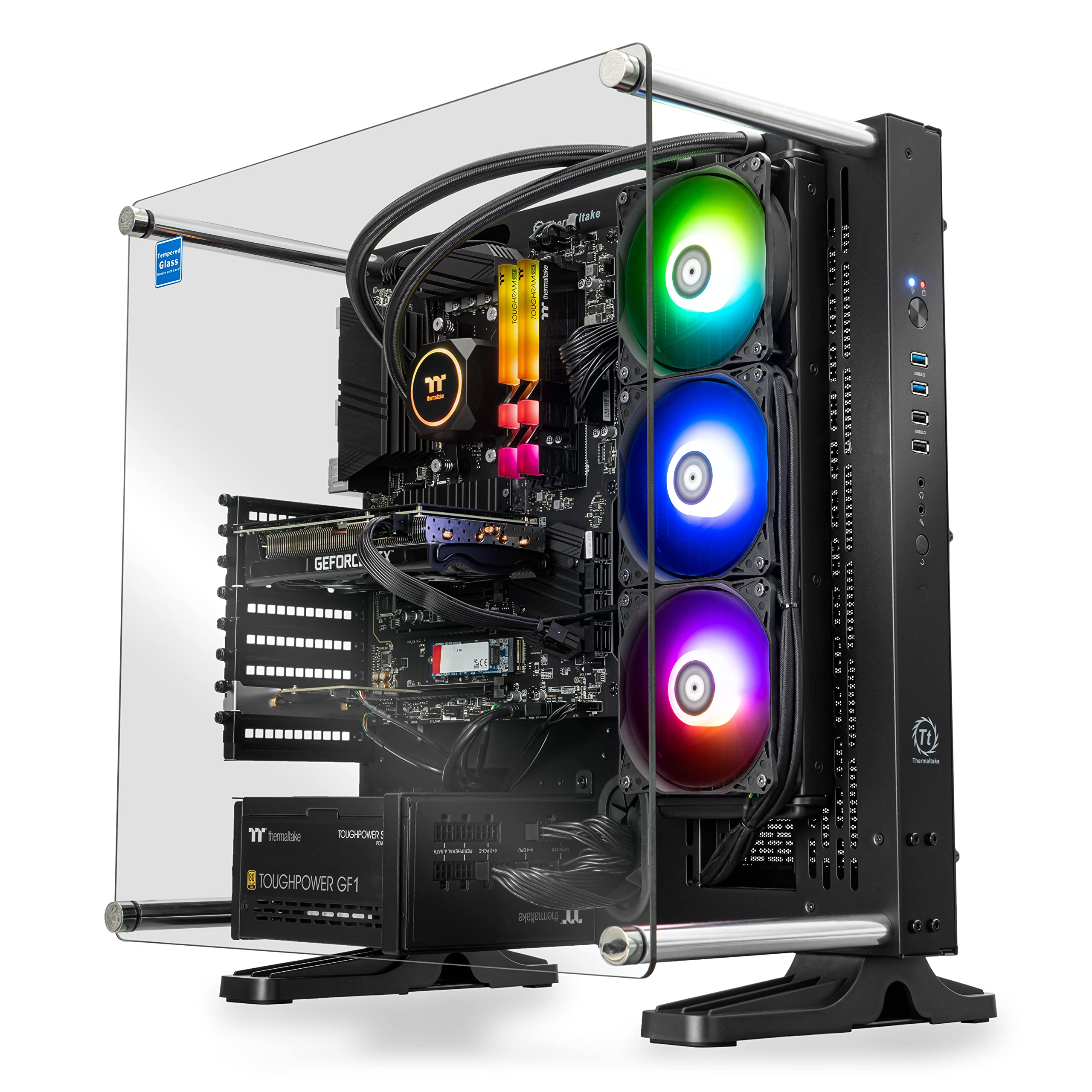 Thermaltake LCGS Shadow 360 AIO Liquid Gaming PC (AMD RYZEN 5 5600X 6-core, ToughRam DDR4 3600Mhz 16GB RGB Memory, NVIDIA® GeForce RTX™ 3060, 1TB NVMe M.2, WiFi,Win 10 Home) P3BK-B550-S36-LCS