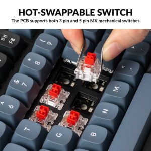 Keychron V1 Wired Custom Mechanical Keyboard Knob Version, 75% Layout QMK/VIA Programmable with Hot-swappable Keychron K Pro Red Switch Compatible with Mac Windows Linux (Frosted Black-Translucent)