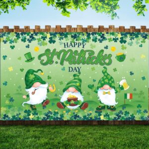 happy st. patrick's day decorations green photo background for irish luck day st patricks day backdrop for photography photo booth st patricks day fabric banner shamrock rustic banner prop, 6 x 4 ft