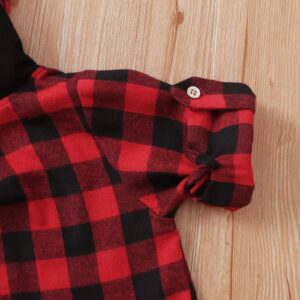 ODASIRA Toddler Baby Boy Clothes Long Sleeve Hoodie Outfits Fall Winter Plaid Shirts + Pants 2PCS Set Red 2-3 Years Old 110cm