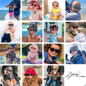 ZJOVEE Baby Girl Boy Sunglasses with Strap Polarized Newborn Infant Sunglasses for Toddlers Age 0-3, 100% UV Protection (Matte Black/Grey)