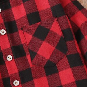 ODASIRA Toddler Baby Boy Clothes Long Sleeve Hoodie Outfits Fall Winter Plaid Shirts + Pants 2PCS Set Red 2-3 Years Old 110cm