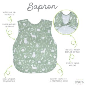 BapronBaby Forest Friends Bapron - No Neck Tie Safer Bib for Baby & Toddler - Soft Waterproof Stain Resistant - Machine Washable - Sz Preschool 3-5yrs